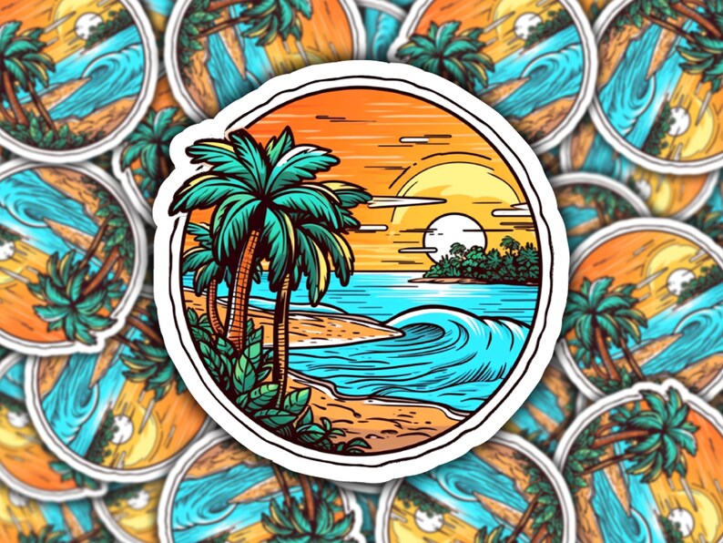 Beach Stickers, Fun Beach Art, Beach Decal, Laptop Decal, Surf Notebook ...