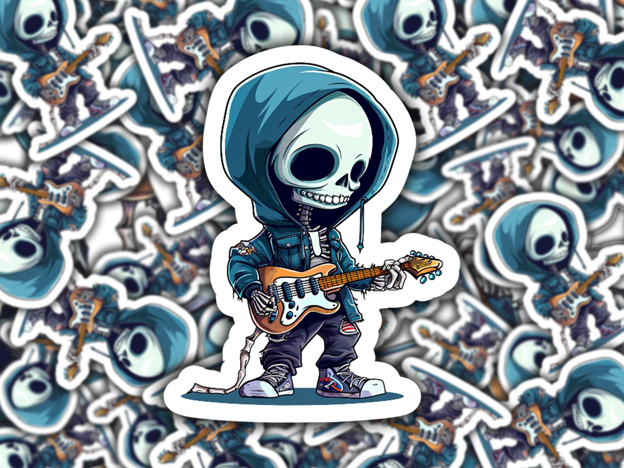 Chibi Skeleton Sticker, Notebook Art, Adhesive Art, Skeleton Skater ...