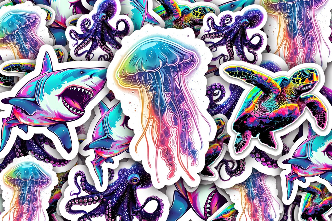 Ocean Life Sticker, Sea Life Sticker, Cute Ocean Animals, Beautiful ...