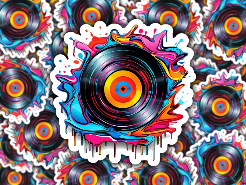 Vinyl Records Sticker, Vintage Decal, Vintage Record Laptop Art, Vinyl ...