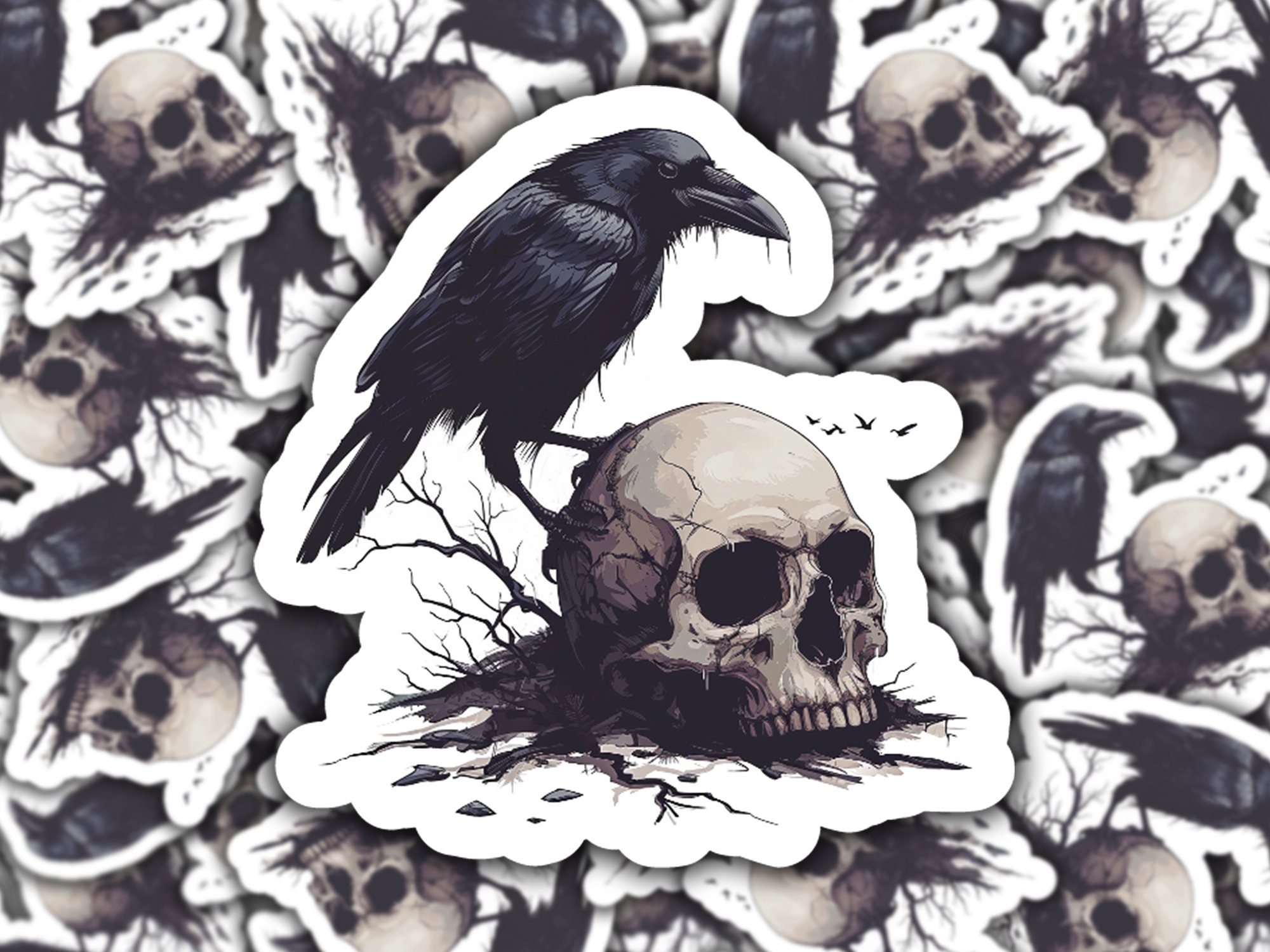 Skull Sticker Art, Skull Laptop Sticker, Gothic Sticker Art, Macabre ...