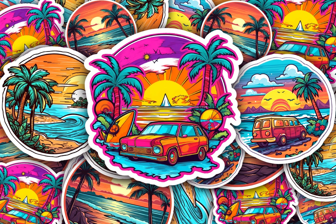 Beach Stickers, Fun Beach Art, Beach Decal, Laptop Decal, Surf Notebook ...