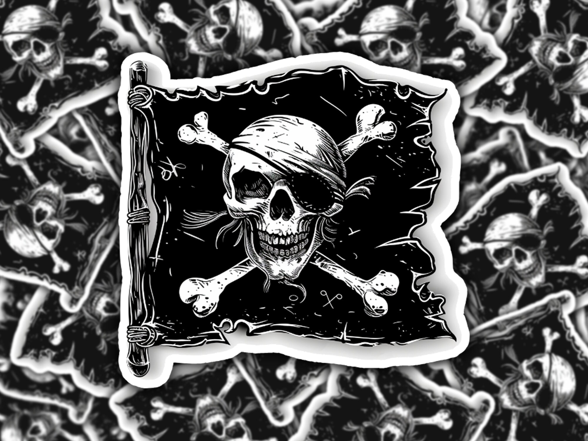 Pirate Sticker Art, Laptop Pirate Sticker, Notebook Pirate Sticker ...