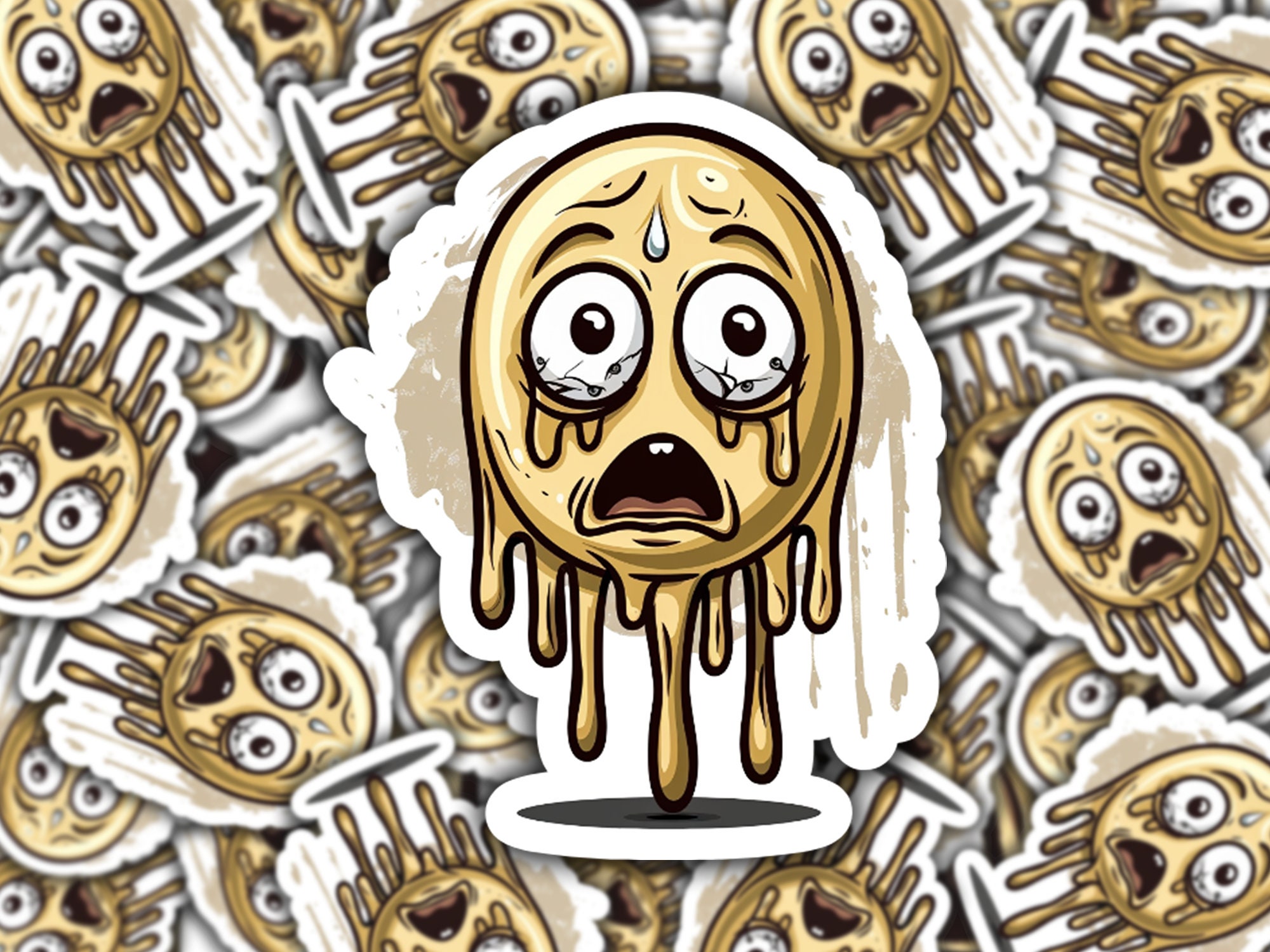 Emoji Face Sticker, Sad Funny Smile Sticker, Angry Bloody Drip Decal ...