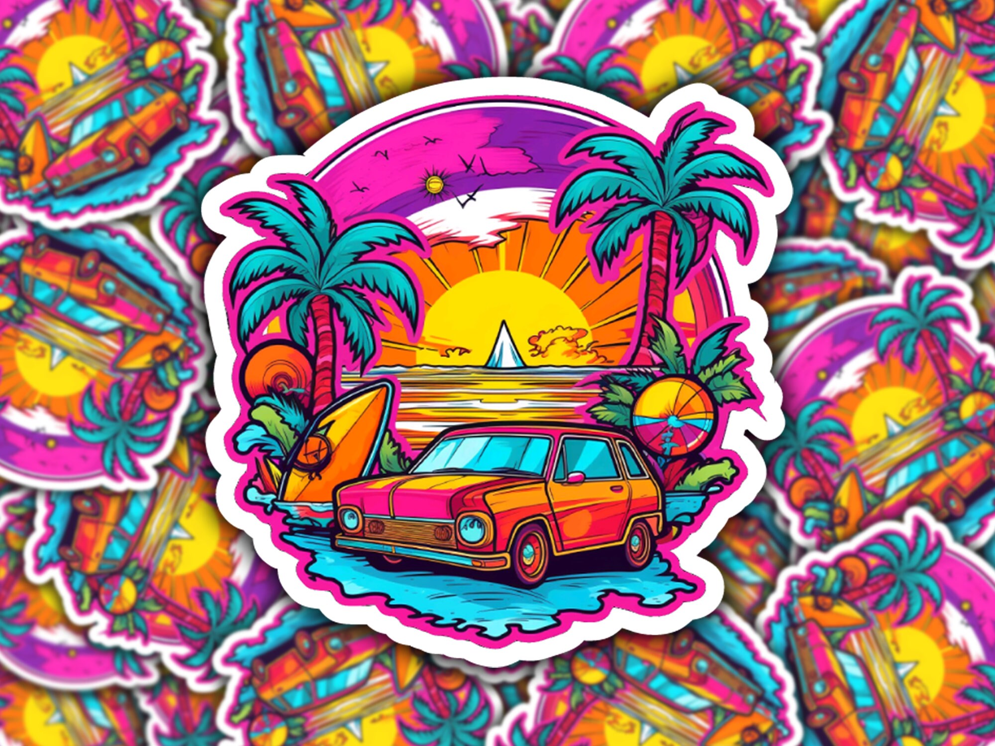 Beach Stickers, Fun Beach Art, Beach Decal, Laptop Decal, Surf Notebook ...