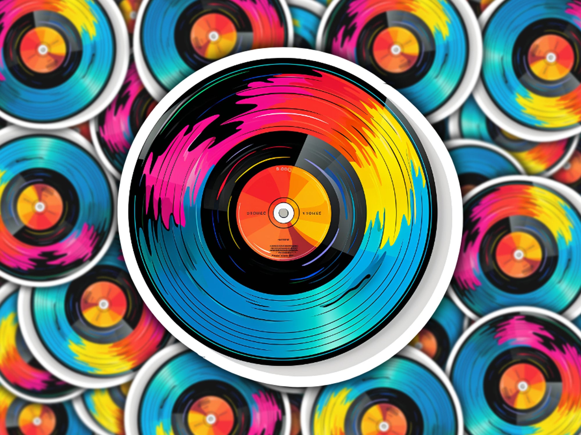 Vinyl Records Sticker, Vintage Decal, Vintage Record Laptop Art, Vinyl ...