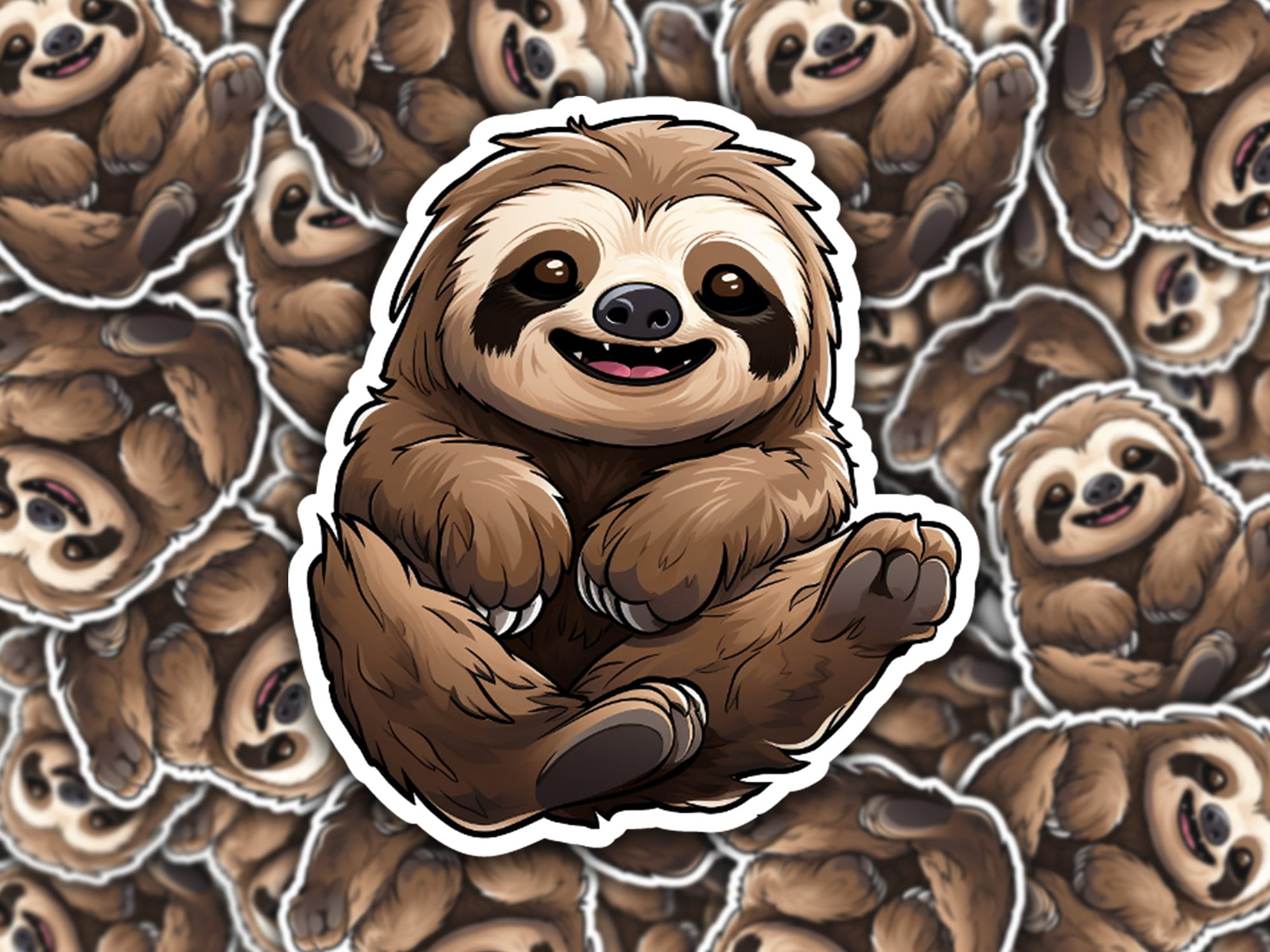 Kawaii Sloth Sticker, Cute Sloth Decal, Laptop Sloth Art, Adorable ...