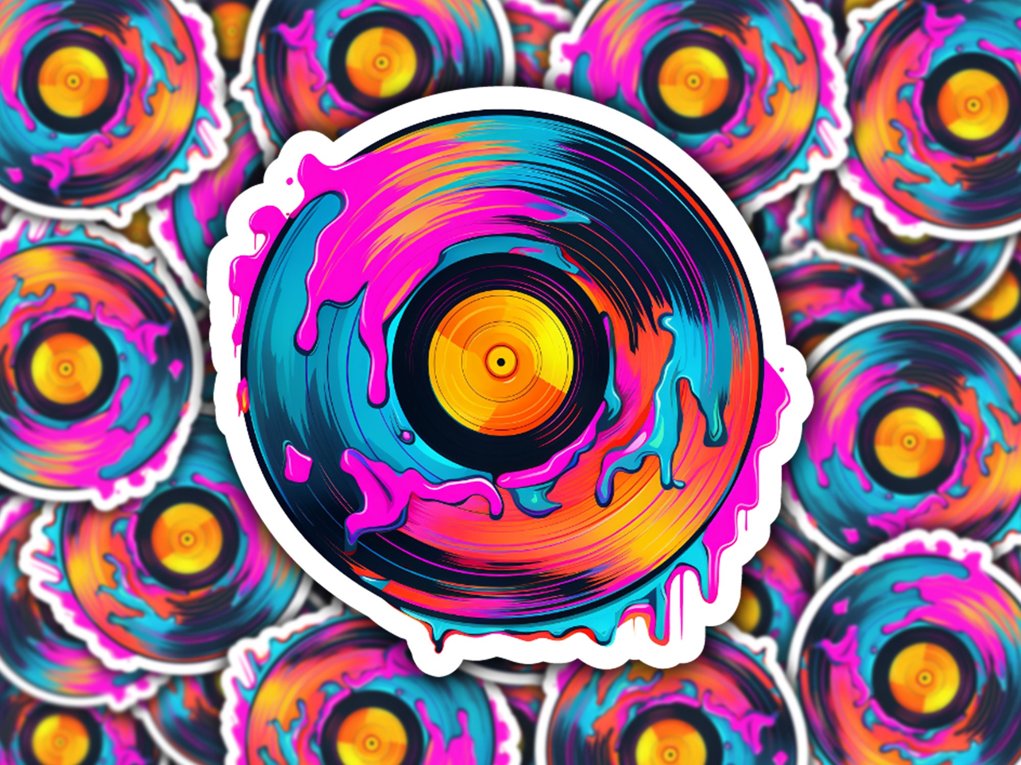 Vinyl Records Sticker, Vintage Decal, Vintage Record Laptop Art, Vinyl ...