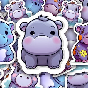 Kawaii Hippo Sticker, Hippo Decal, Hippo Laptop Sticker, Cute Hippo ...