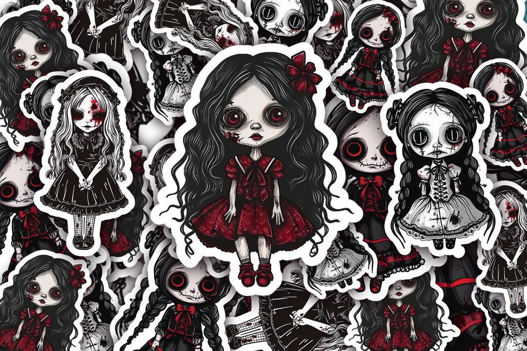 Gothic Doll Sticker, Gothic Doll Decal, Laptop Sticker, Notebook Art ...