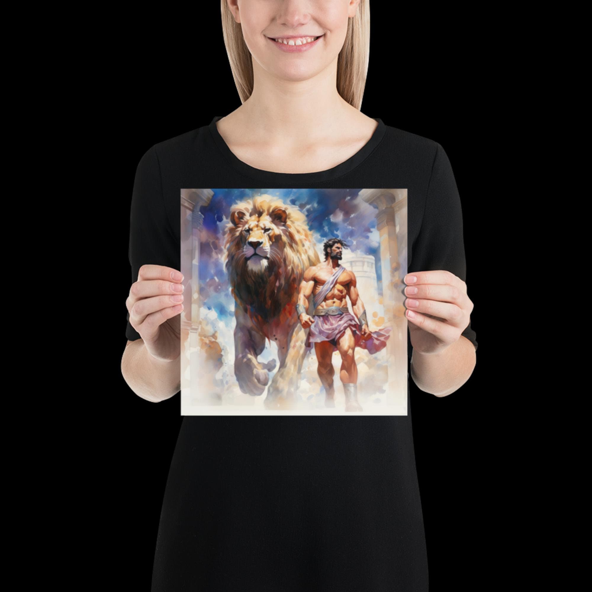 Hercules and the Lion Contemporary Poster - Etsy