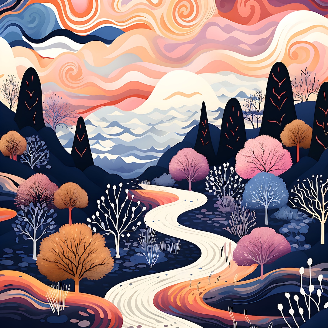 A Drive Through the Countryside - Abstract Boho Style Canvas - Etsy