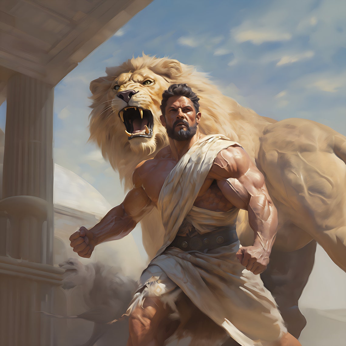 Hercules and the Lion - Series #2 Poster - Etsy UK