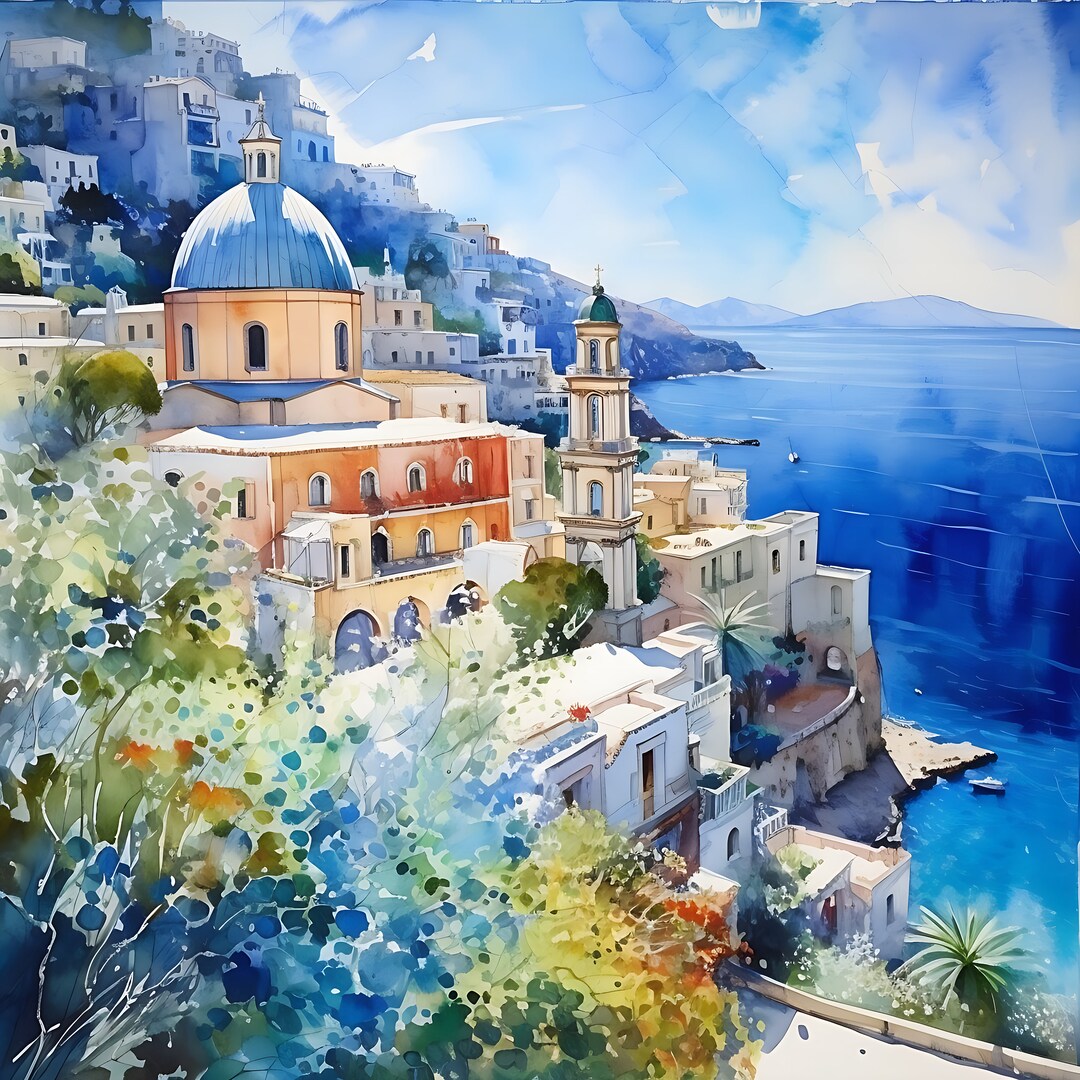 Italy Positano Watercolor Poster Series #1 - Etsy