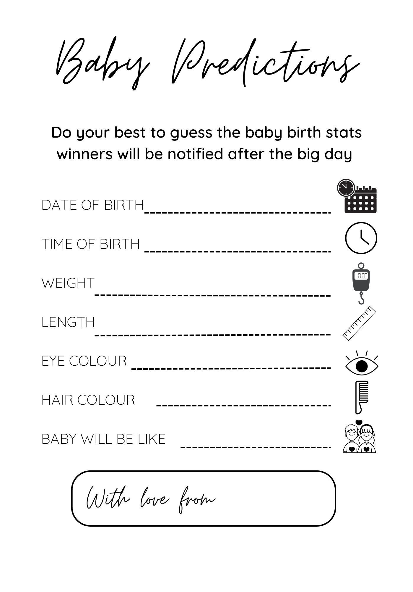 Printable Baby Shower Prediction Cards - Etsy