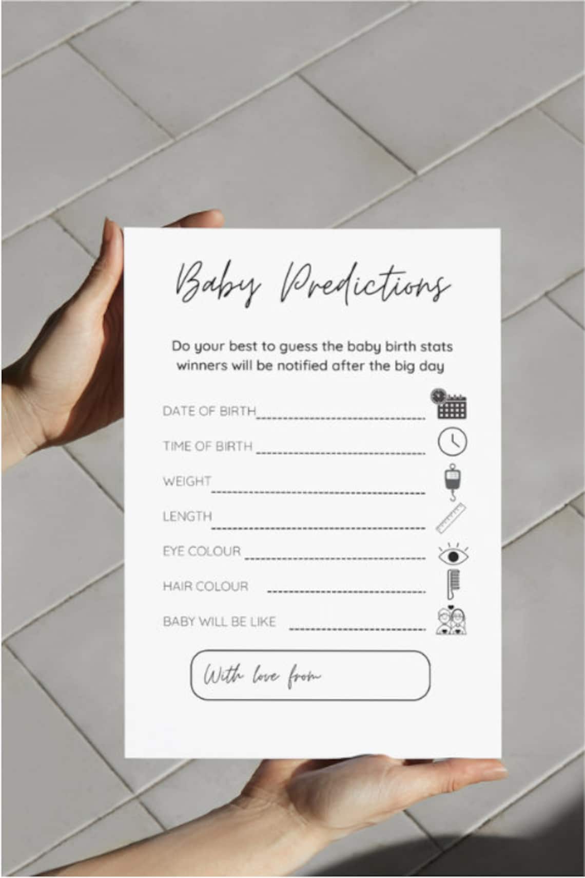 Printable Baby Shower Prediction Cards - Etsy