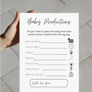Printable Baby Shower Prediction Cards - Etsy