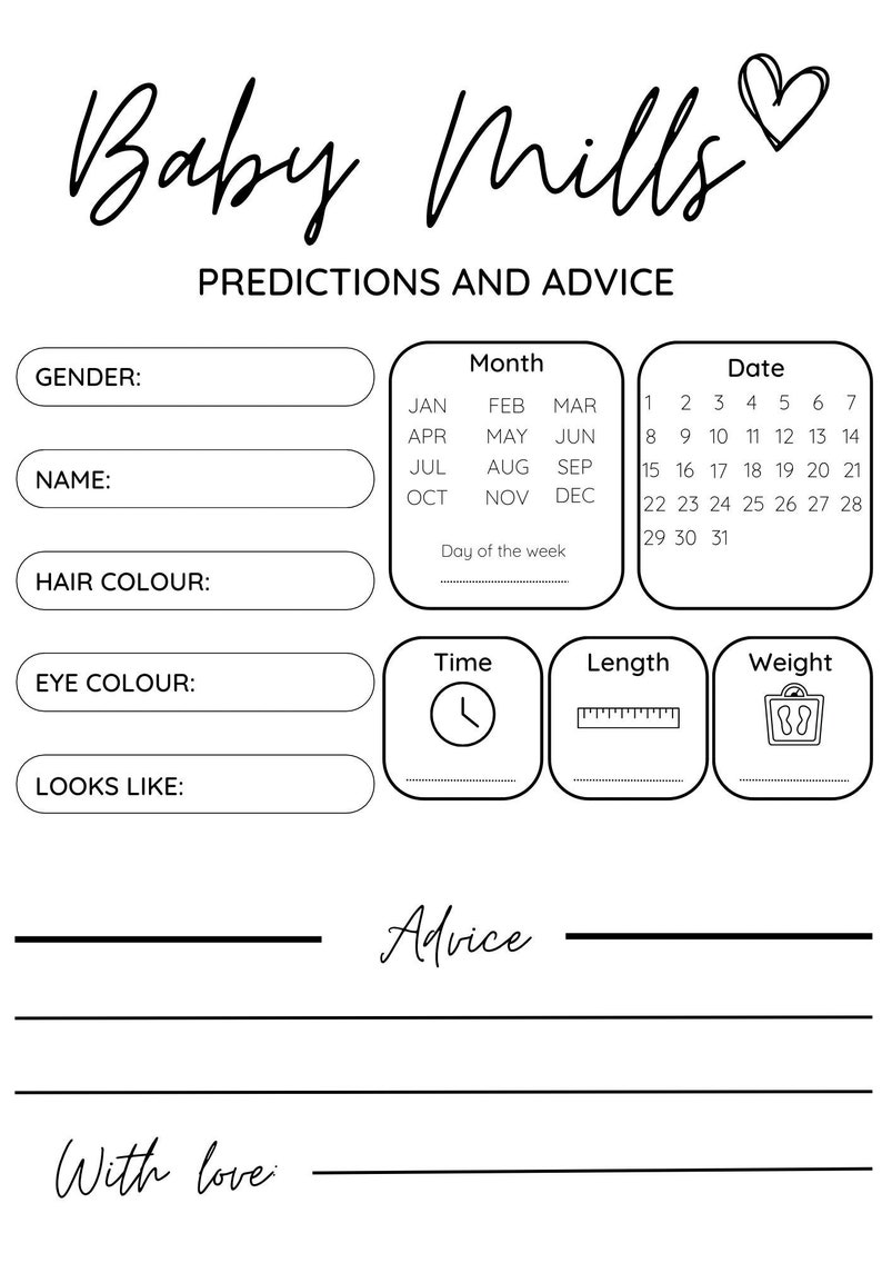 Editable Baby Prediction Card - Etsy