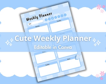 Blue Aesthetic Weekly Planner - Etsy