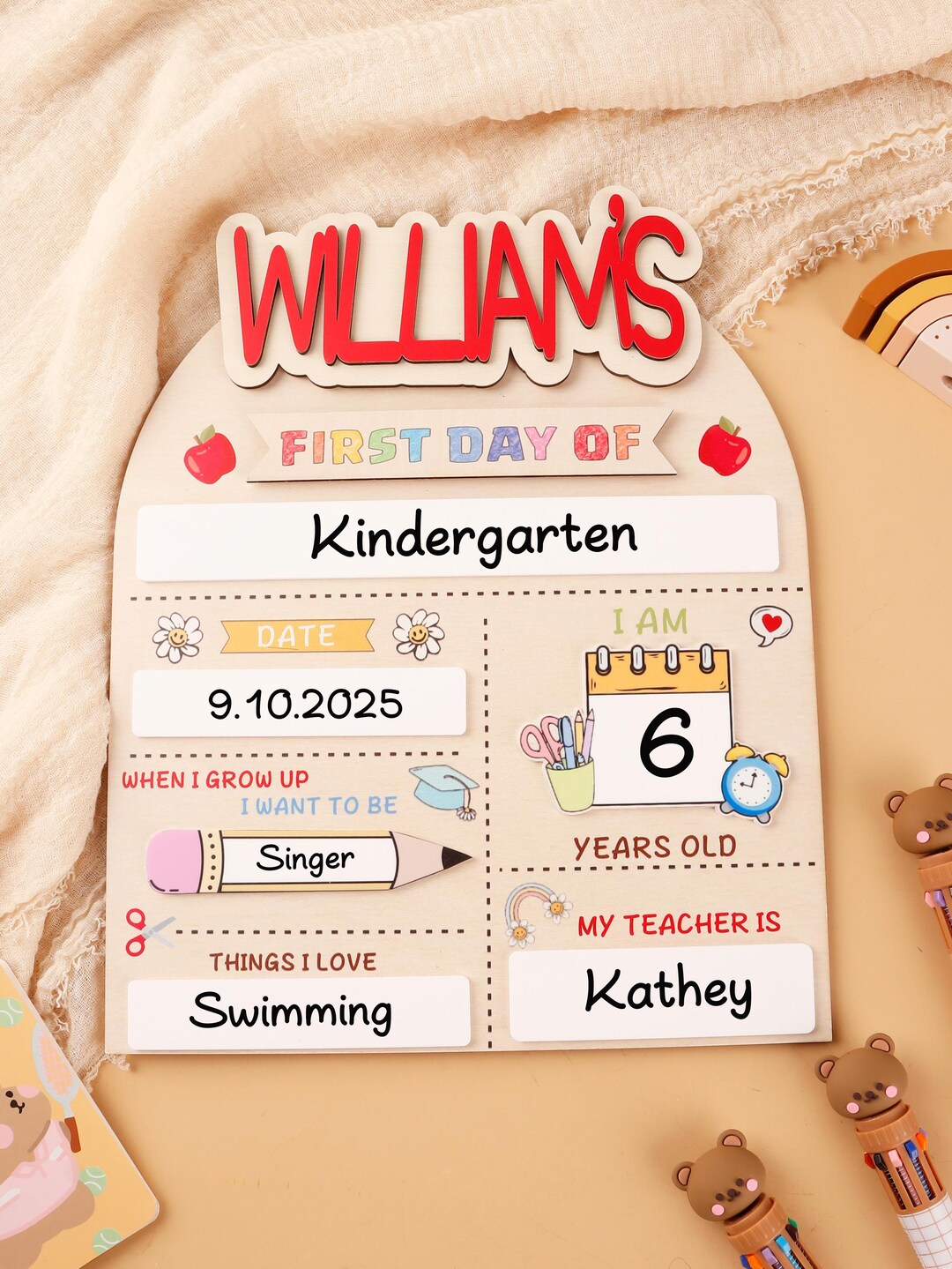 Custom First Day of School Sign Reusable,wooden School Board ...