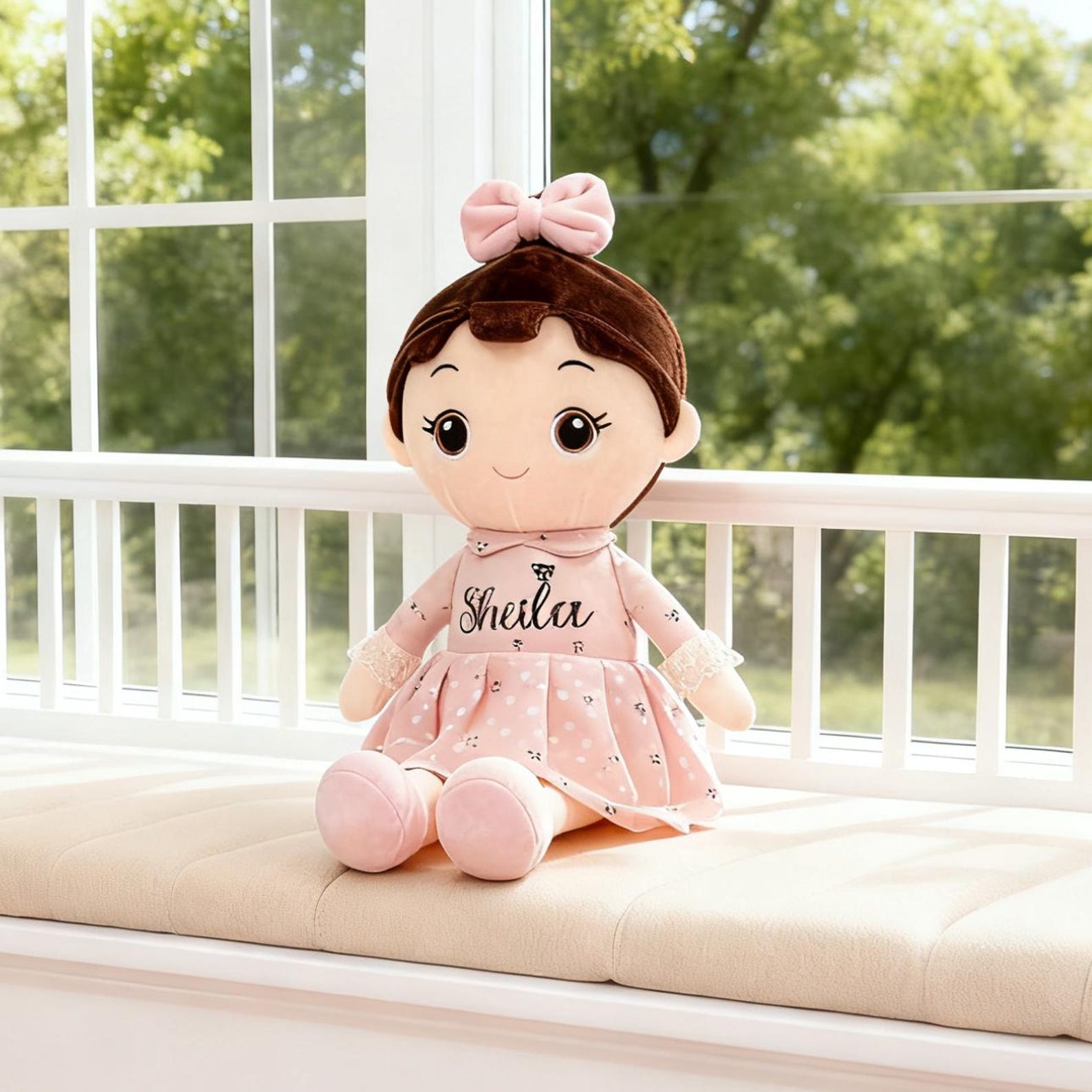 Personalized Girl Plush Dolls, Cute Bow Stuffed Toys With Custom Names ...