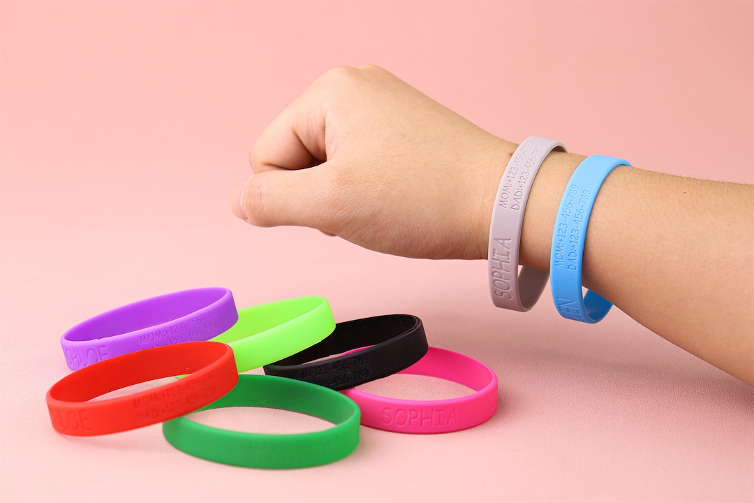 Child Waterproof Ld Bracelet | Emergency Contact Silicone Band, Custom ...