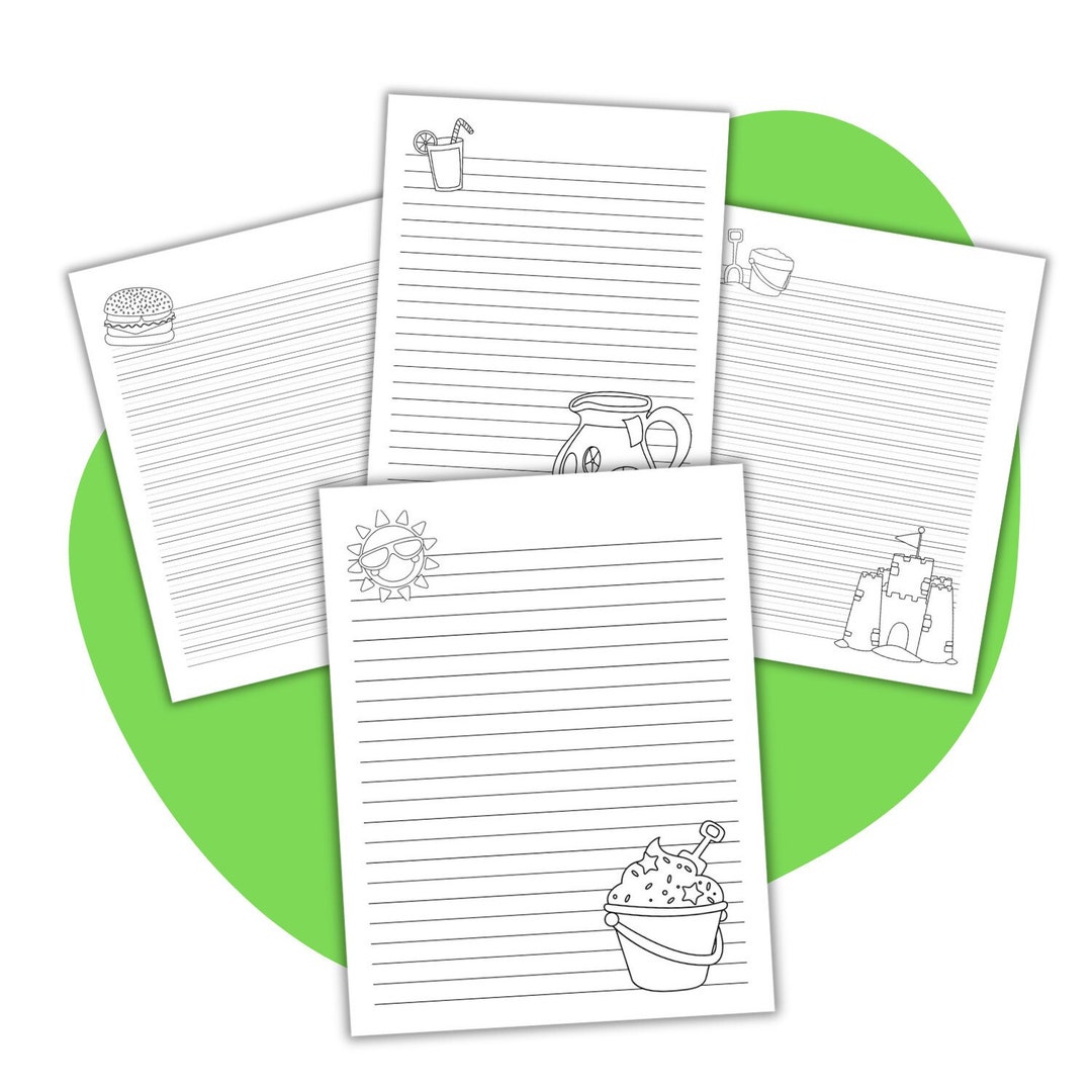 Printable Summer Lined Writing Paper for Kids | Writing Paper | Writing ...