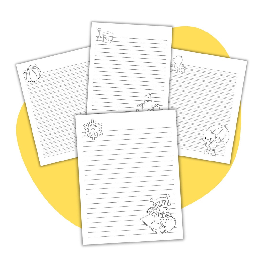 Printable Seasonal Lined Writing Paper for Kids | Writing Paper ...
