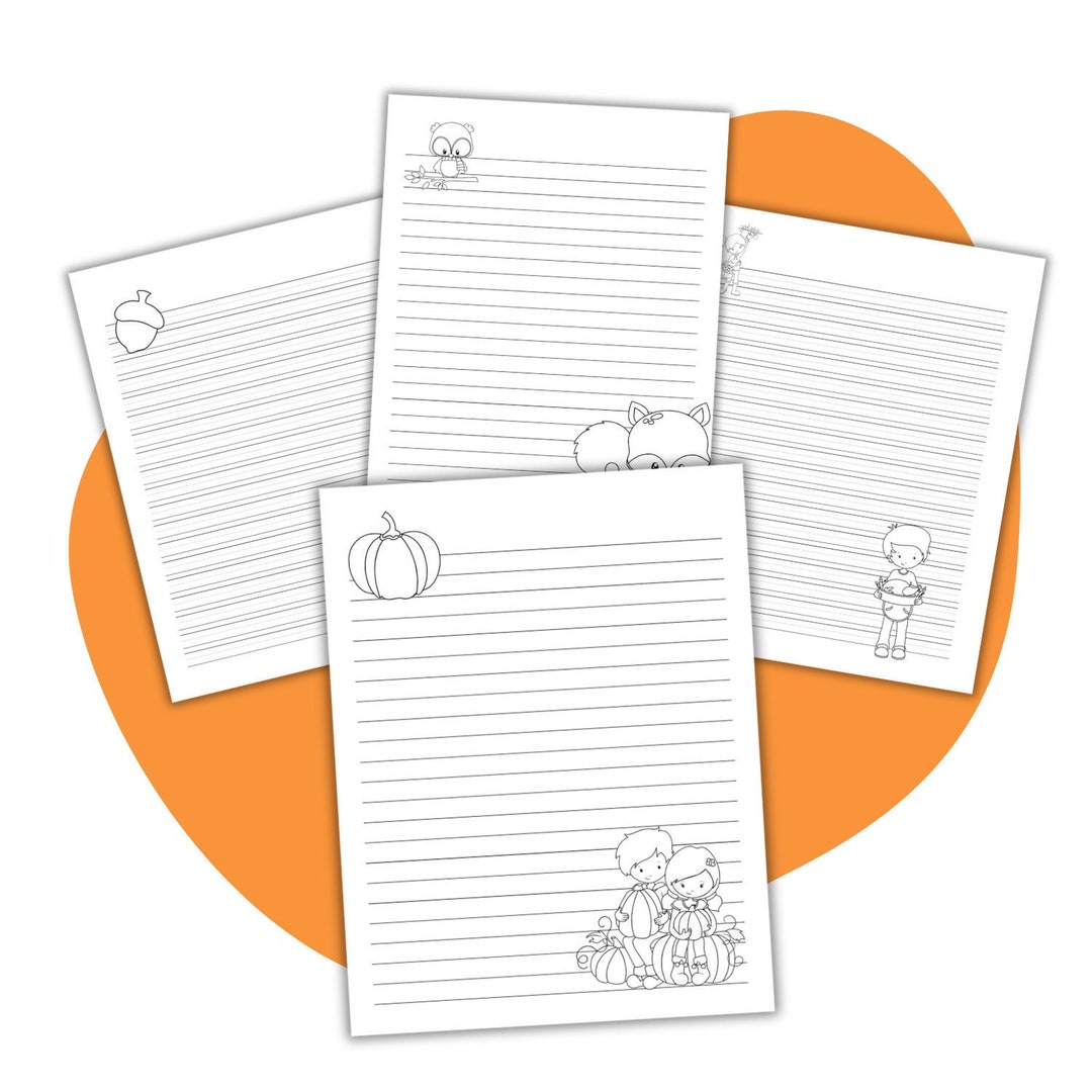 Printable Fall Lined Writing Paper for Kids | Writing Paper | Writing ...