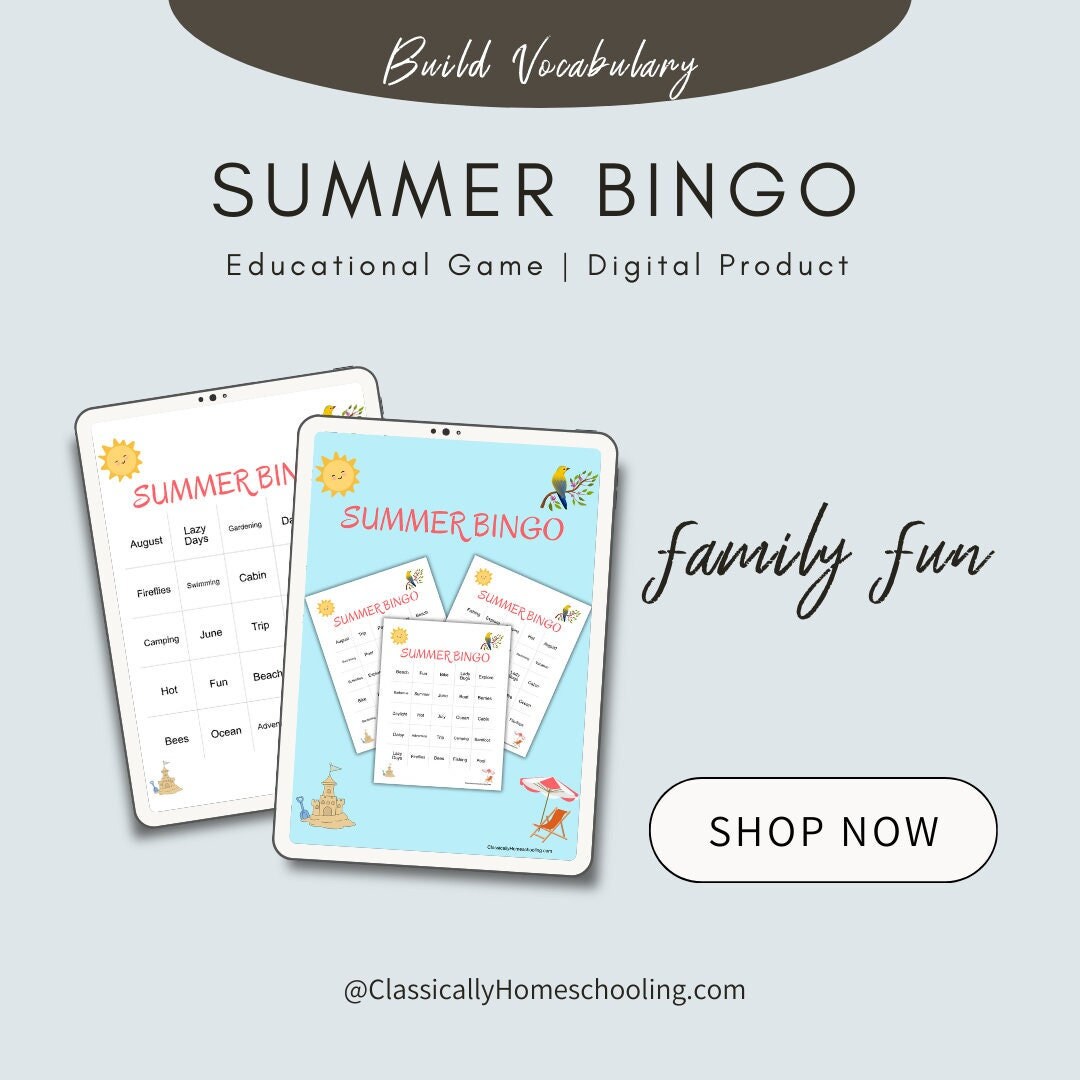 Summer BINGO Printable Summer BINGO Game Vocabulary Game for Kids ...