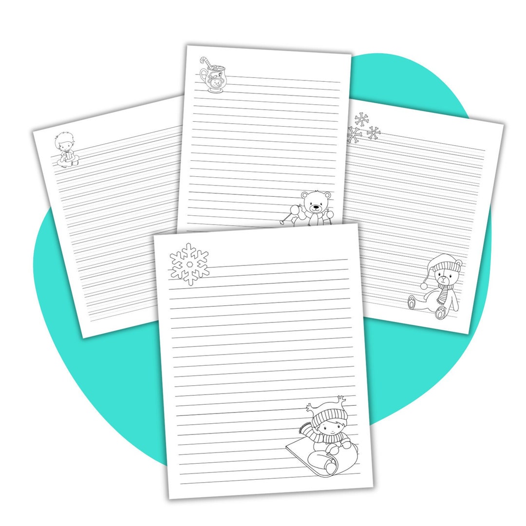 Printable Winter Lined Writing Paper for Kids | Writing Paper | Writing ...
