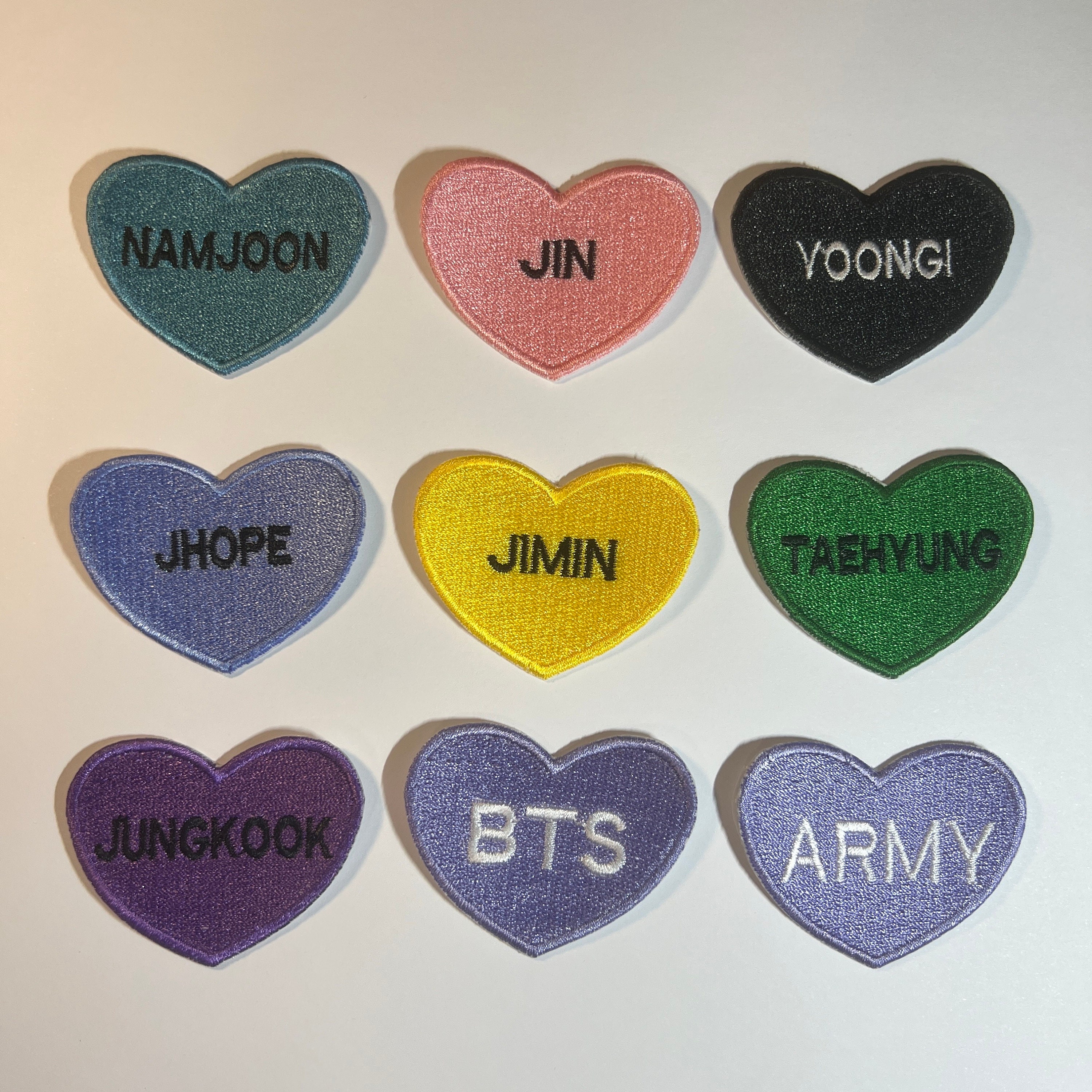 BTS Member’s Name Heart Embroidered Iron-on Patch - Etsy