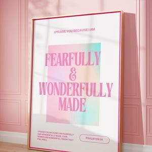 Pastel Gradient Bible Verse Wall Art, Psalm 139 14 Fearfully and ...