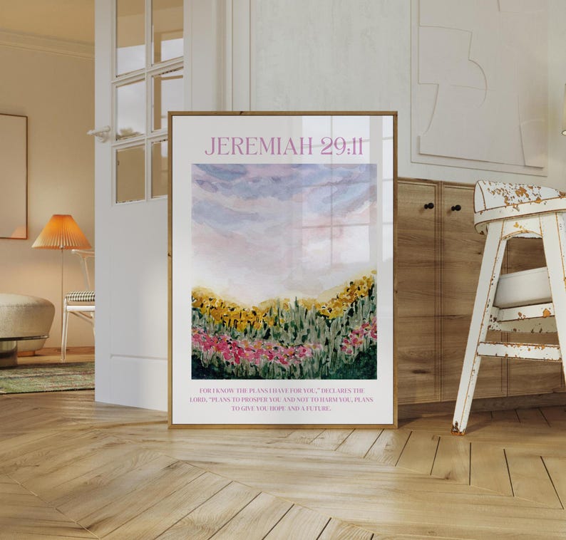 Christian Watercolor Flower Wall Art, Digital Print, Jeremiah 29 11 ...