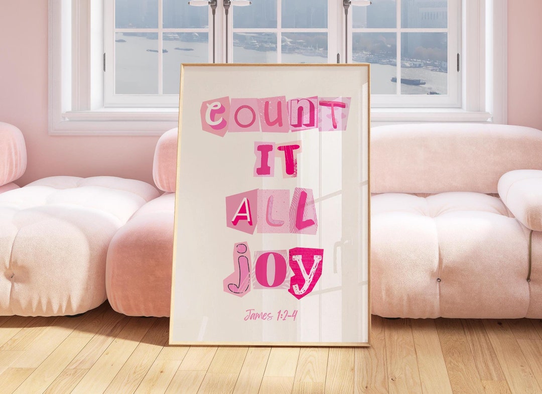 Pink Ransom Font Christian Wall Art, Count It All Joy James 1 Wall Art ...