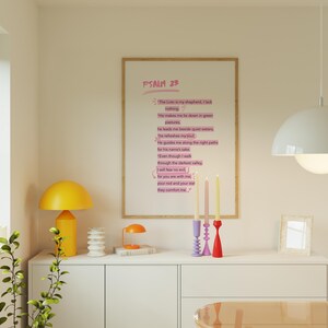Psalm 23 Christian Pastel Pink Print, Bible Verse Wall Art, Modern Pink ...
