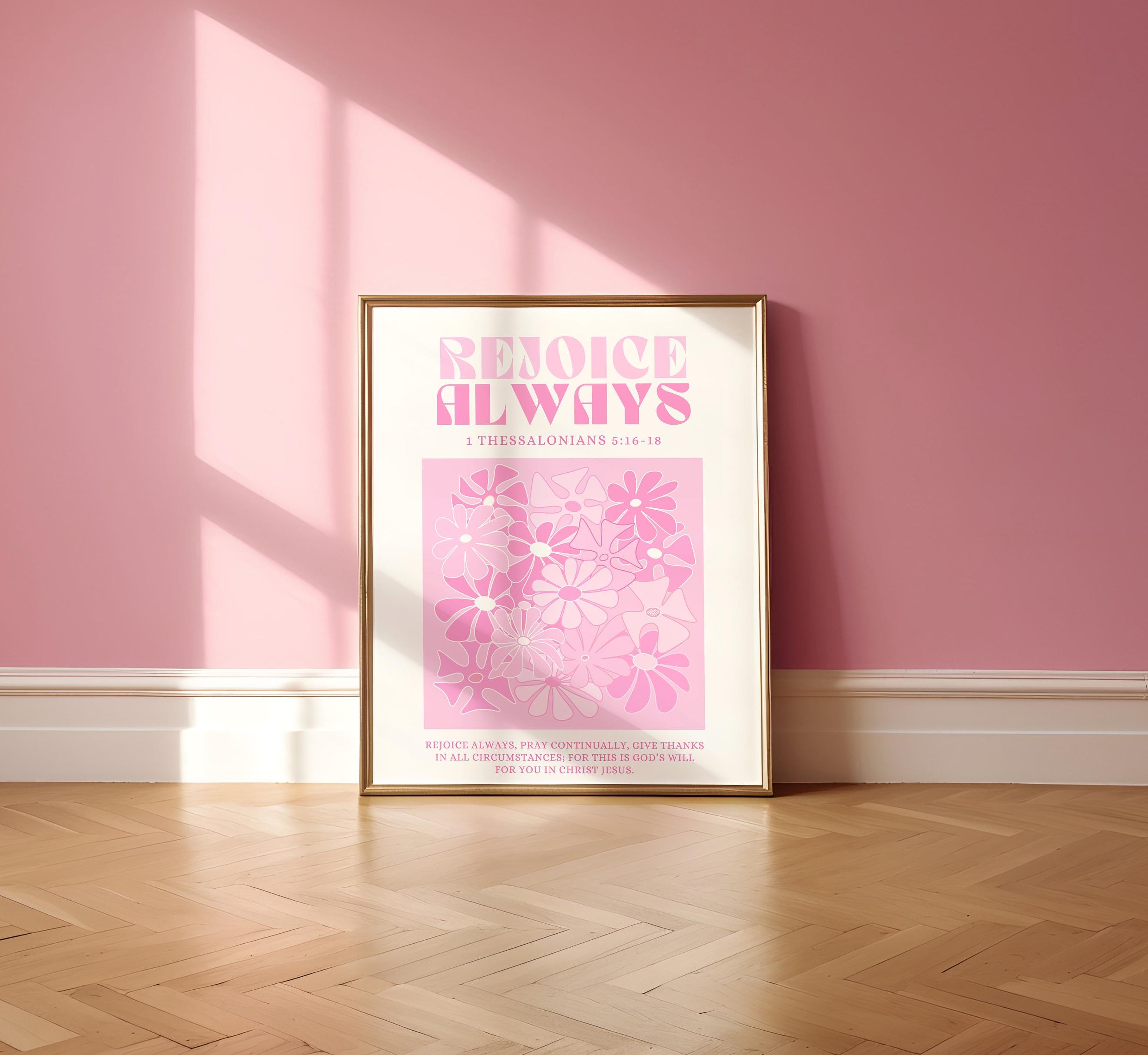 Christian Trendy Botanical Pastel Pink Print, Bible Verse Wall Art ...