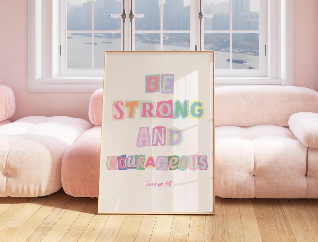Pastel Ransom Font Christian Wall Art, Joshua 1:9 Be Strong and ...