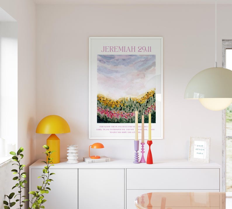 Christian Watercolor Flower Wall Art, Digital Print, Jeremiah 29 11 ...