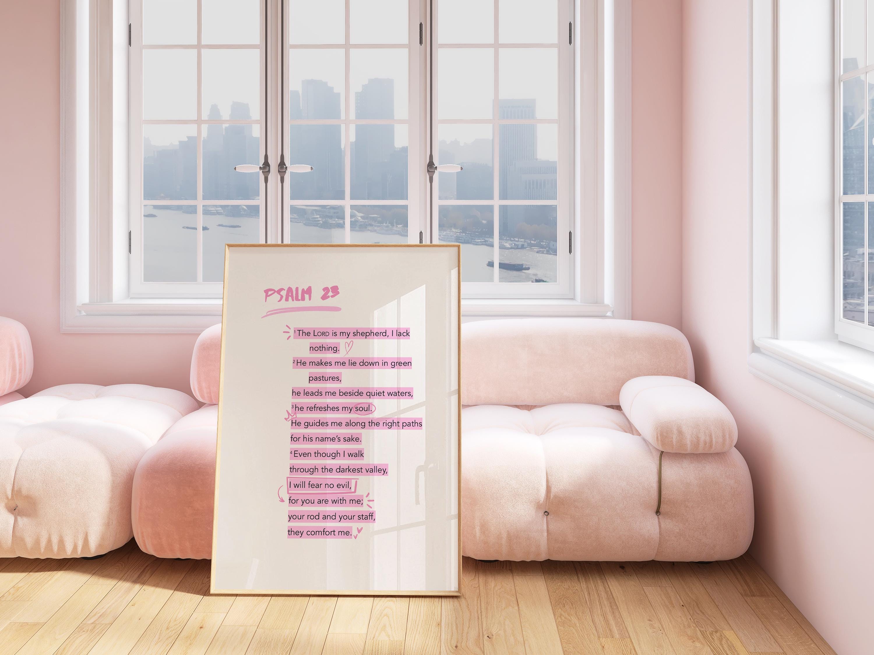 Pastel Bible Verse Wall Art, Psalm 23 Ephesians 3 Romans 8, Modern ...