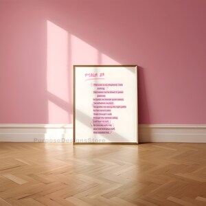 Psalm 23 Christian Pastel Pink Print, Bible Verse Wall Art, Modern Pink ...