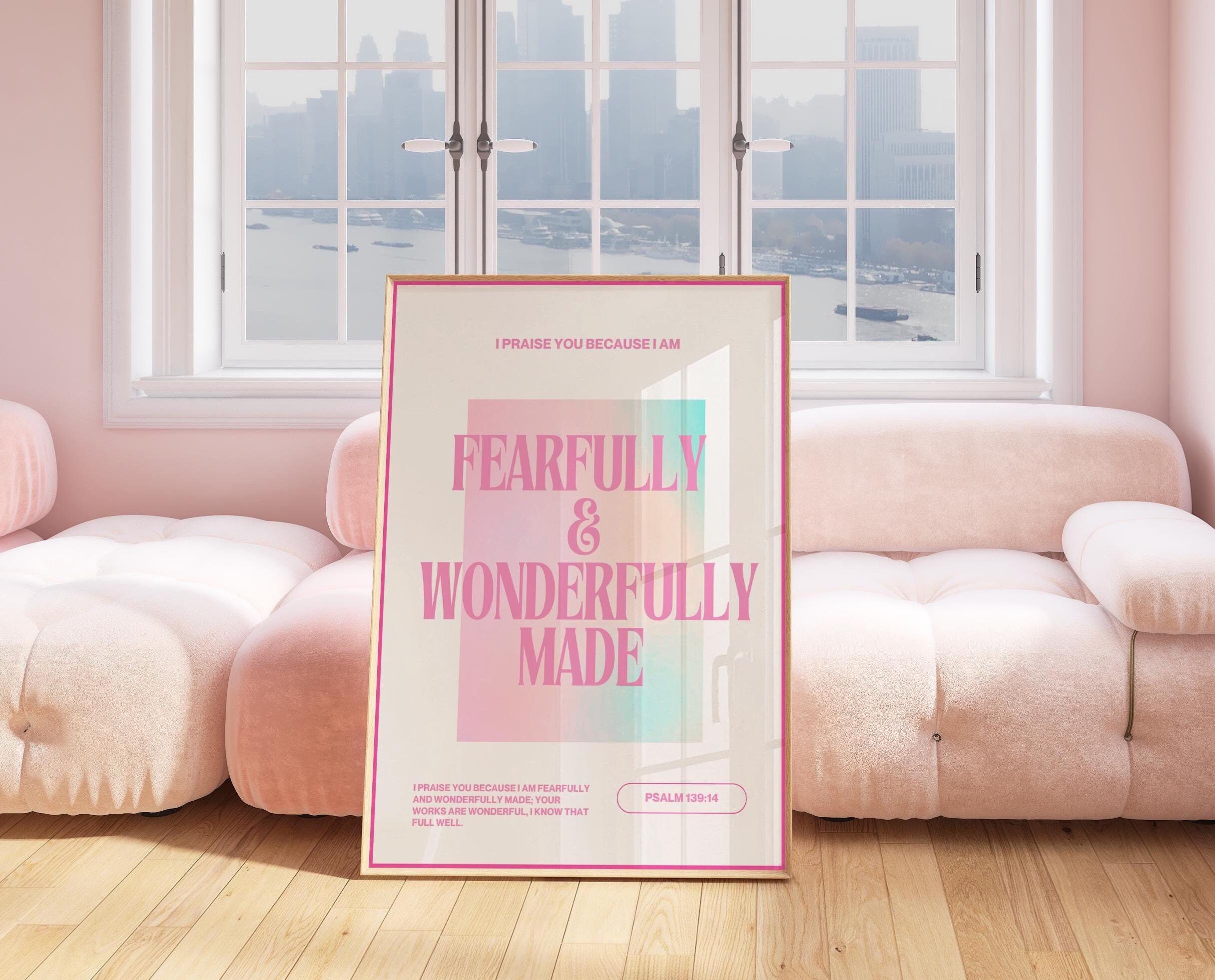 Pastel Gradient Bible Verse Wall Art, Psalm 139 14 Fearfully and ...