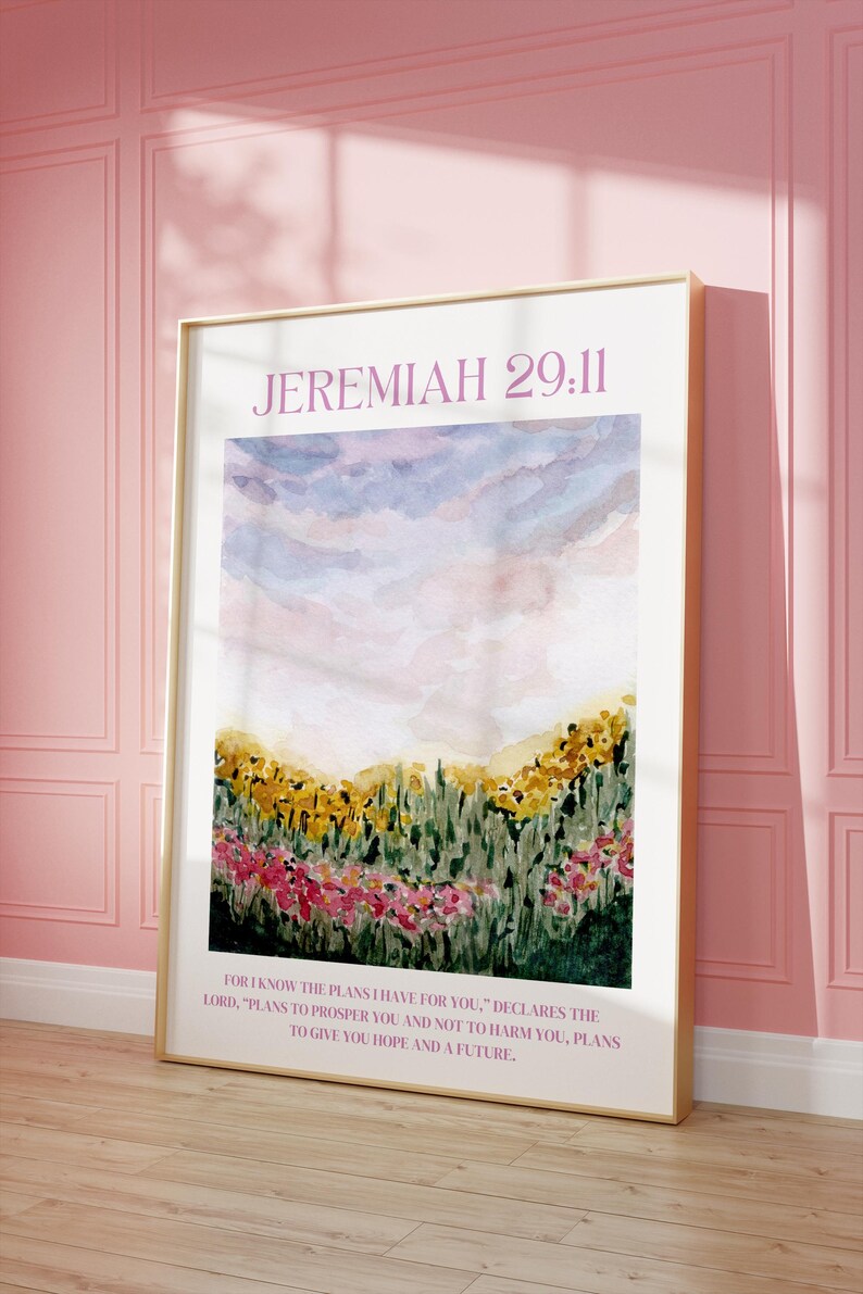 Christian Watercolor Flower Wall Art, Digital Print, Jeremiah 29 11 ...