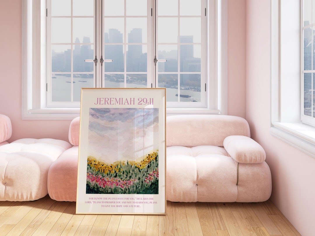 Christian Watercolor Flower Wall Art, Digital Print, Jeremiah 29 11 ...