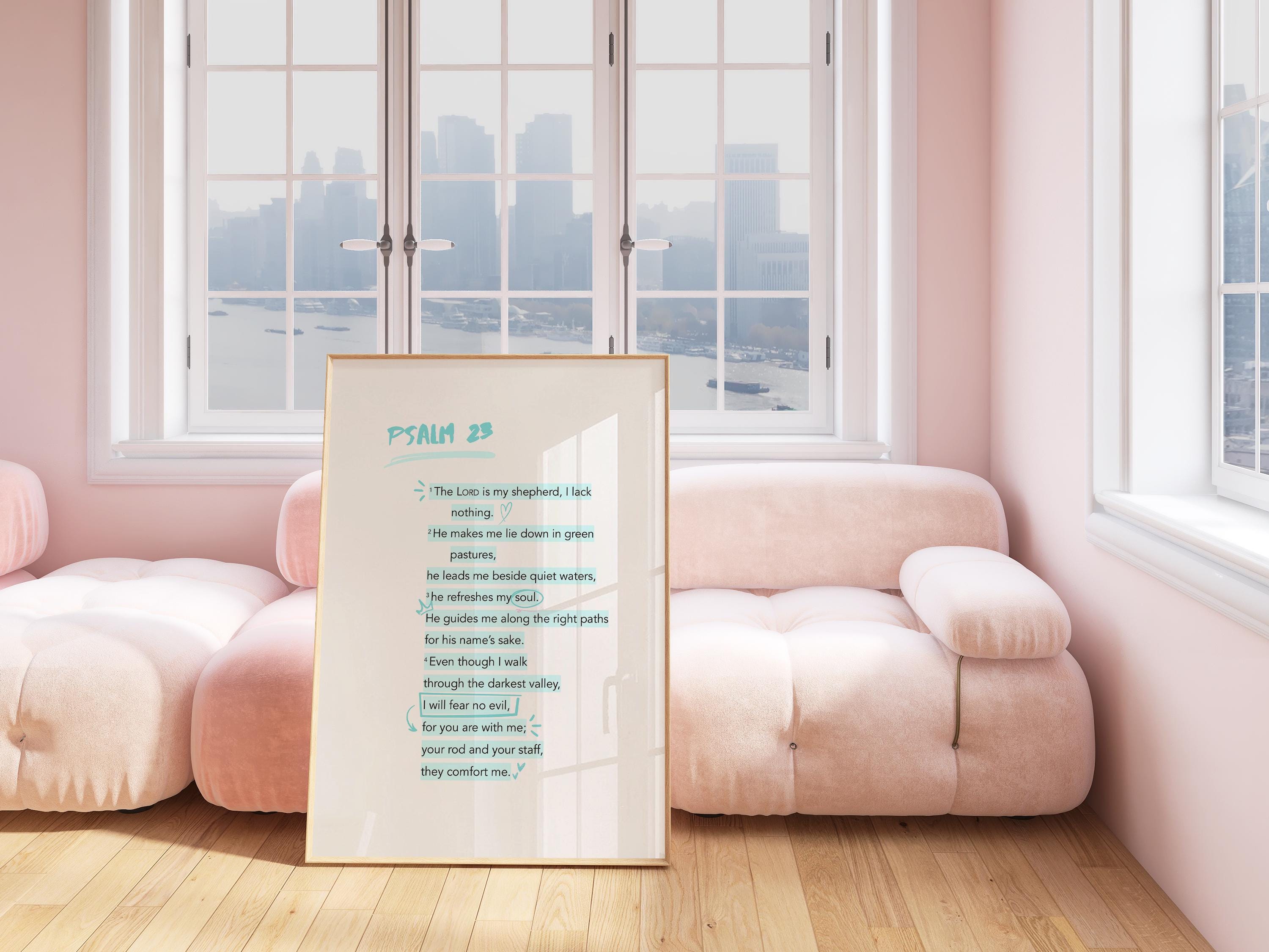 Pastel Bible Verse Wall Art, Psalm 23 Ephesians 3 Romans 8, Modern ...