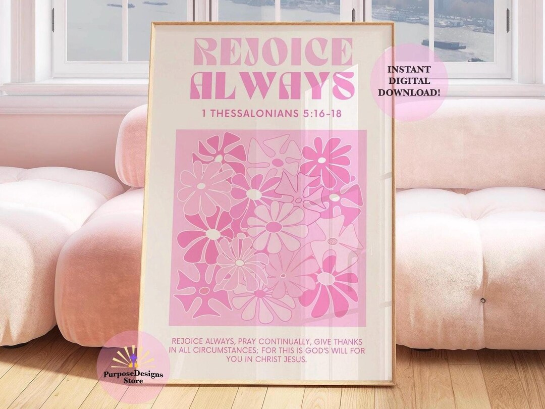 Christian Trendy Botanical Pastel Pink Print, Bible Verse Wall Art ...