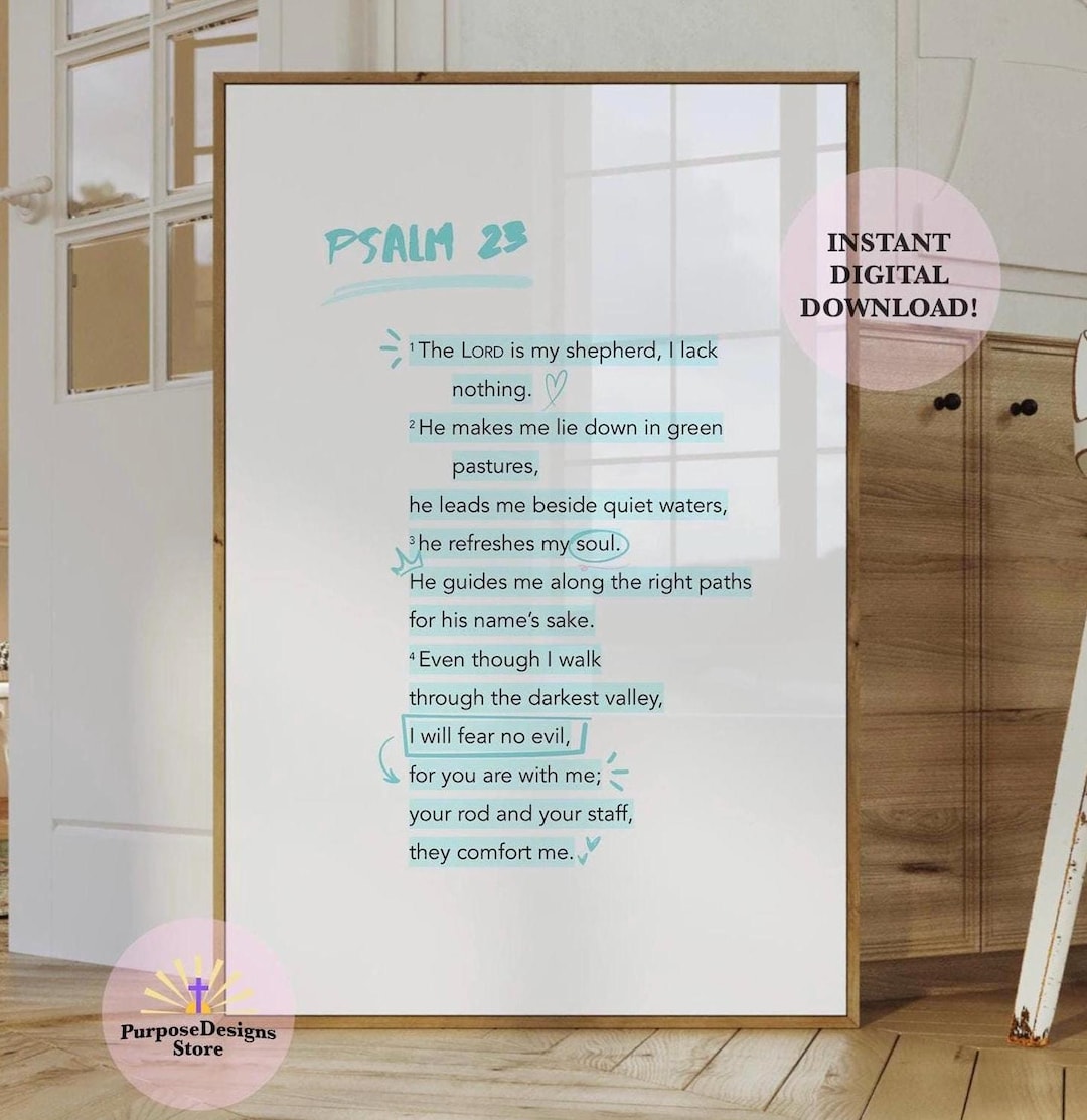 Christian Pastel Blue Print, Bible Verse Wall Art, Light Teal Blue ...