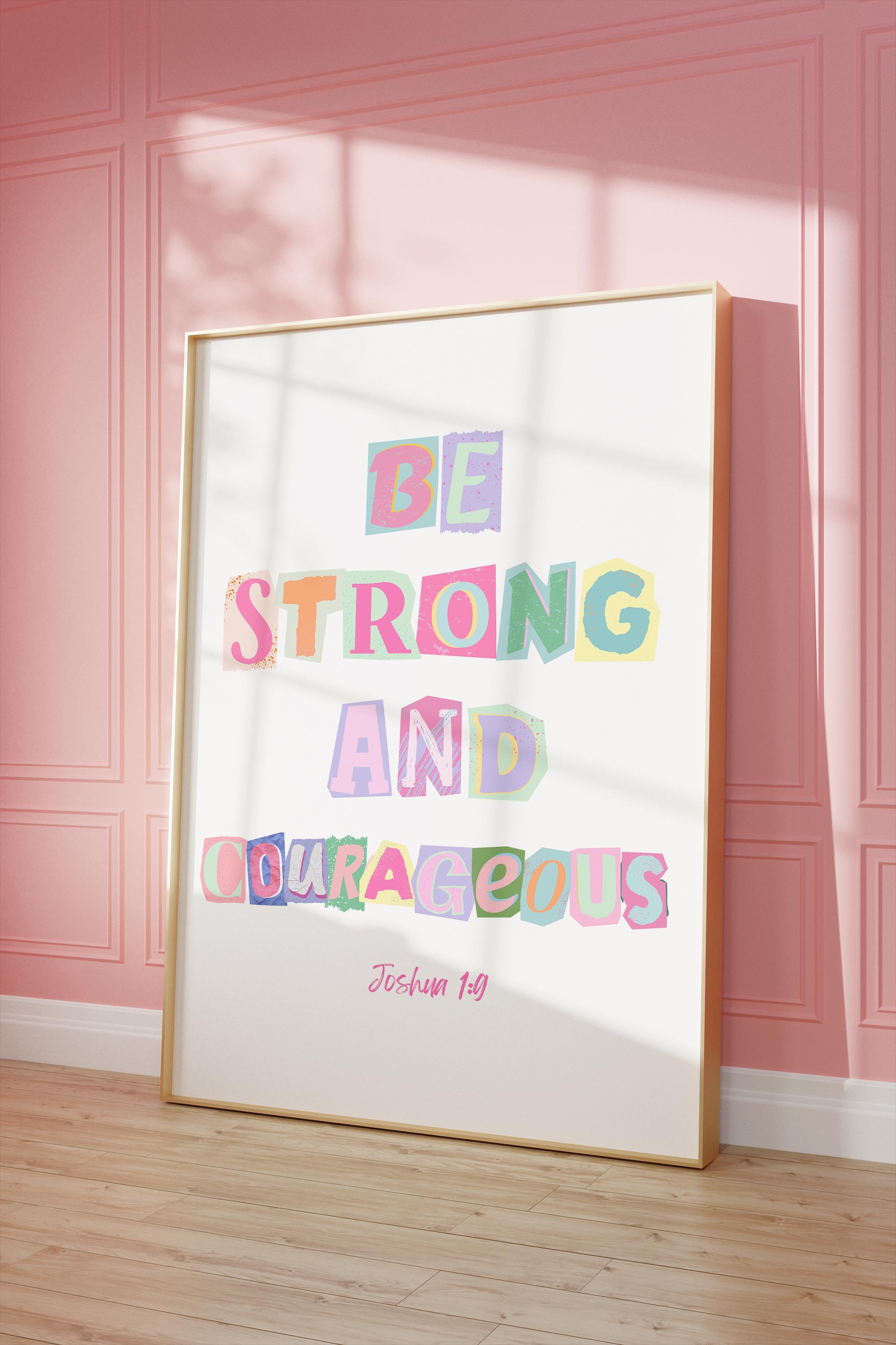 Pastel Ransom Font Christian Wall Art, Joshua 1:9 Be Strong and ...