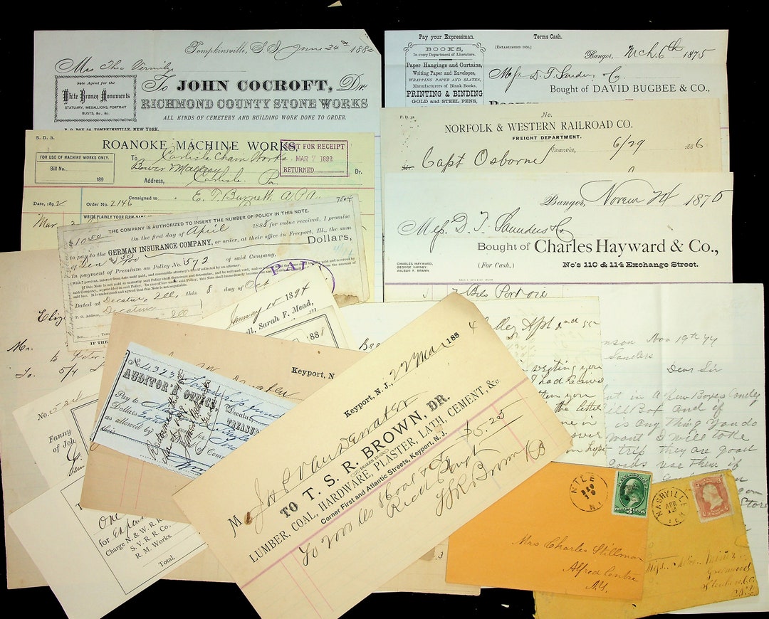 1849-1894 Vintage Ephemera Antique Paper Lot With Stamp Covers ...