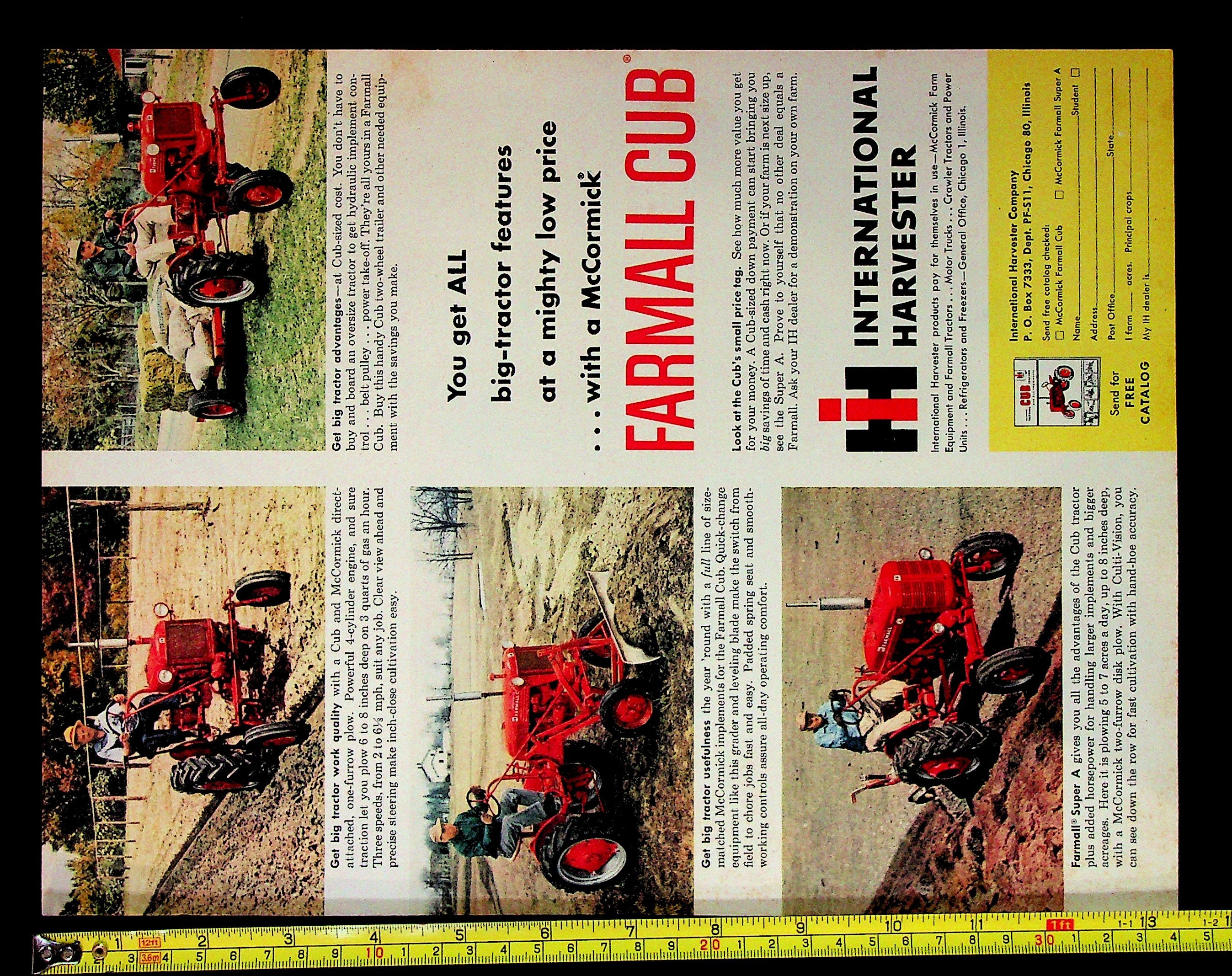 HUGE 1954 Farmall Cub Tractor Advertisement Ad 10.25x13.5 Mccormick ...